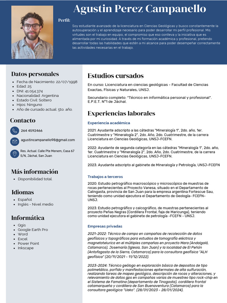 Currículum Agustín Pérez Campanello 2024 | PDF