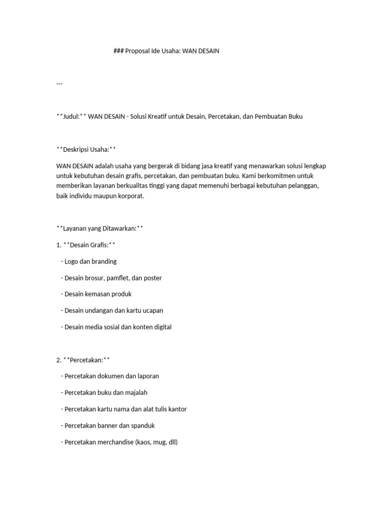 Proposal Ide Usaha | PDF