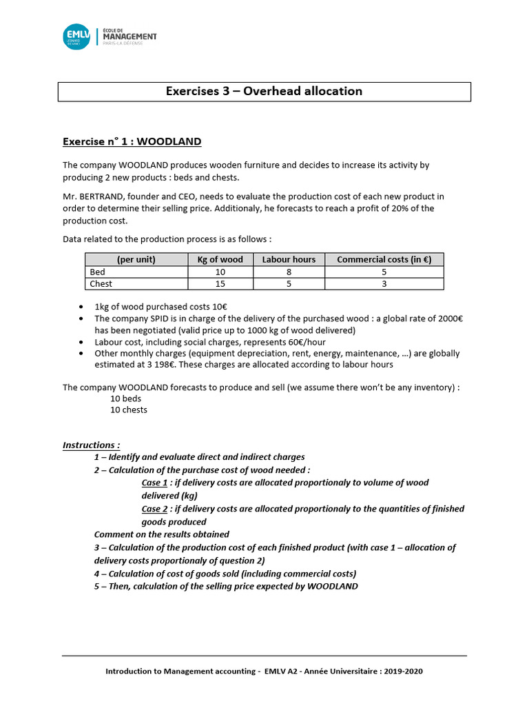 Exercises 3 - Overhead Allocation | PDF