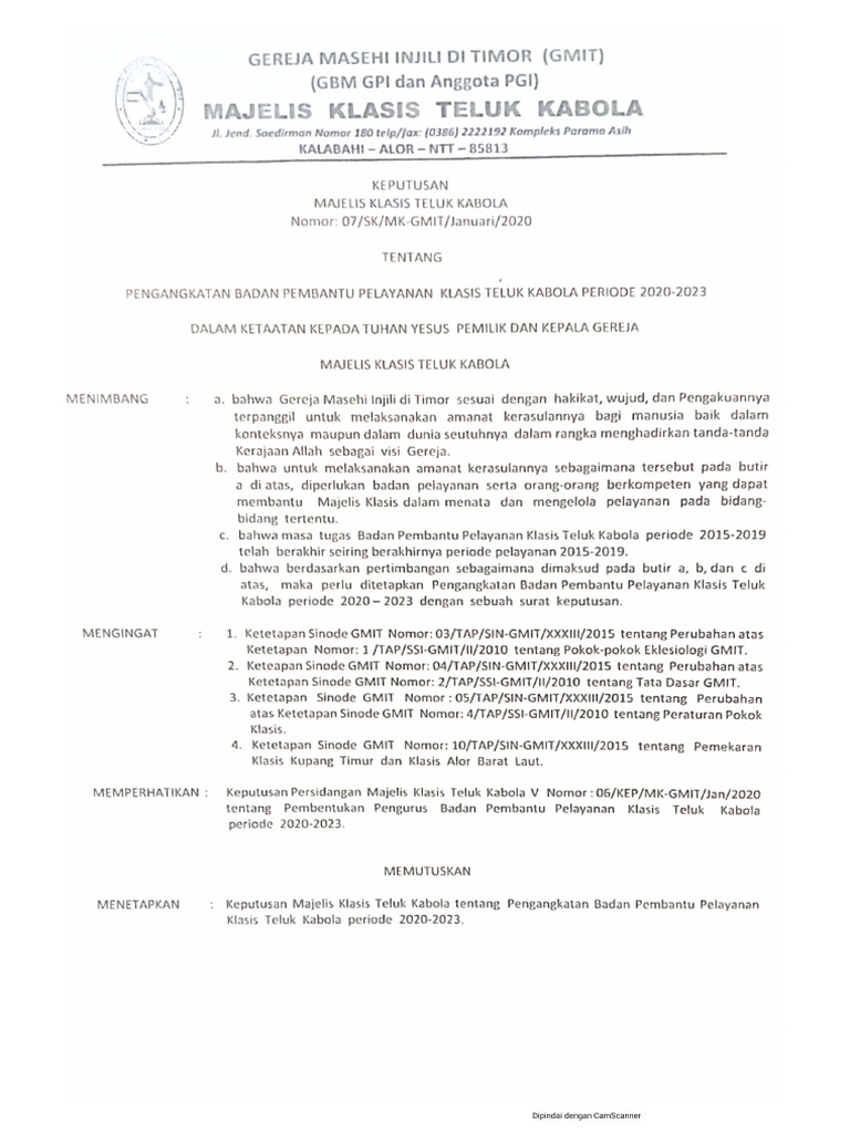 SK BPP Klasis Teluk Kabola | PDF