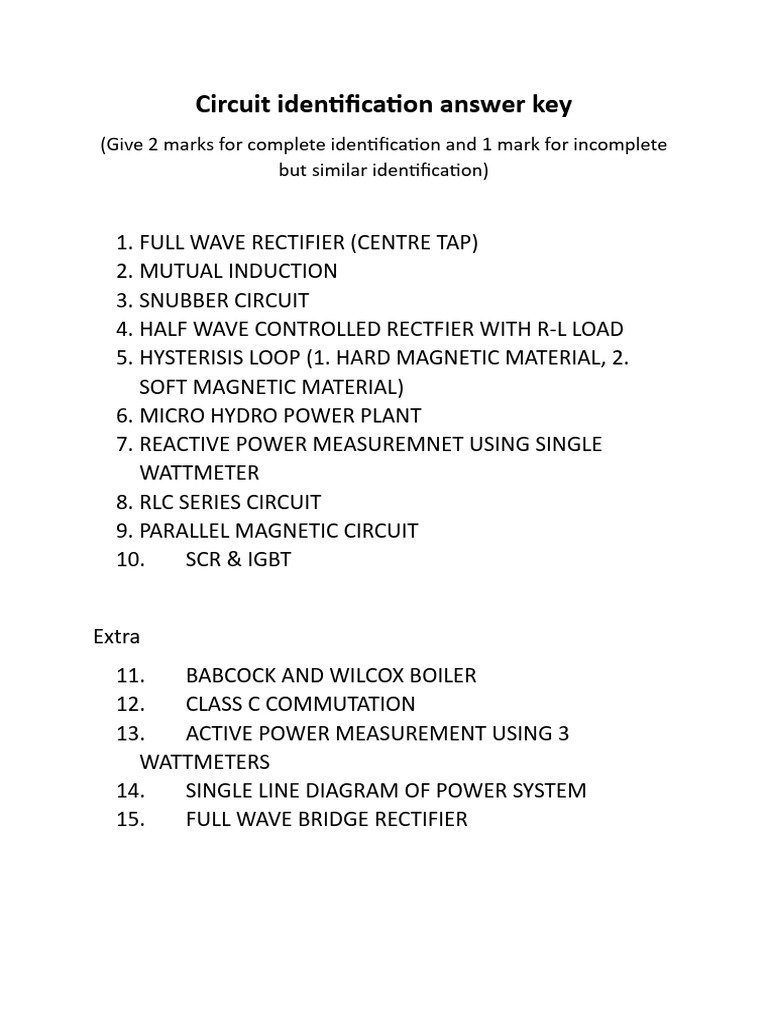 Circuit Identification Answer Key | PDF