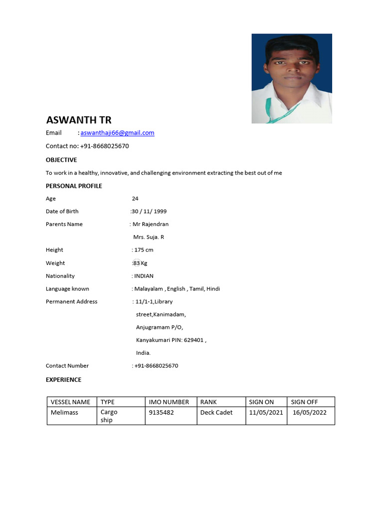 Aswanth Junior officer | PDF