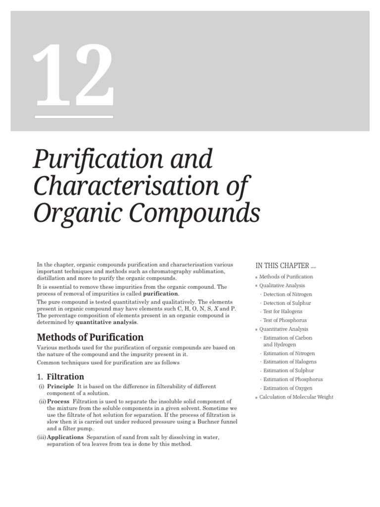 Purification and Characterisation of Organic Compounds | PDF