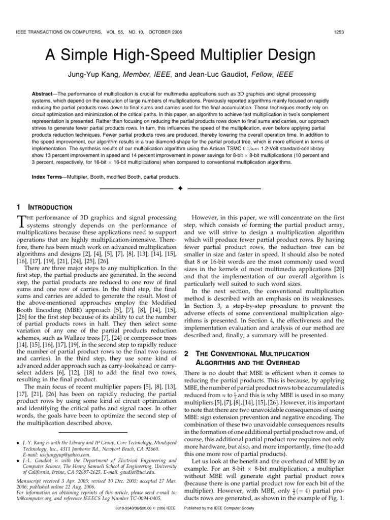 A Simple High-Speed Multiplier Design | PDF