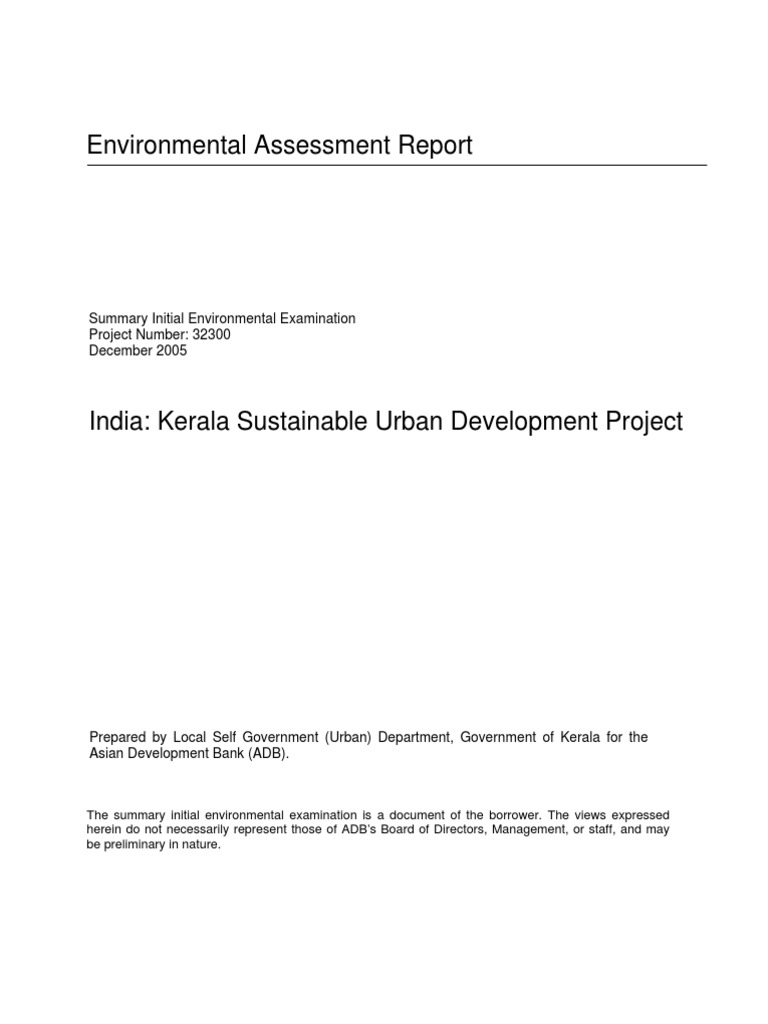 Kerala Urban Development Project IEE | PDF | Water Resources | Sanitation
