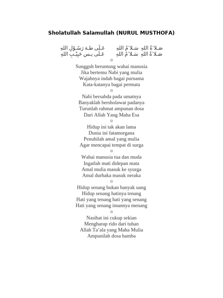Teks Sholatullah Salamullah | PDF