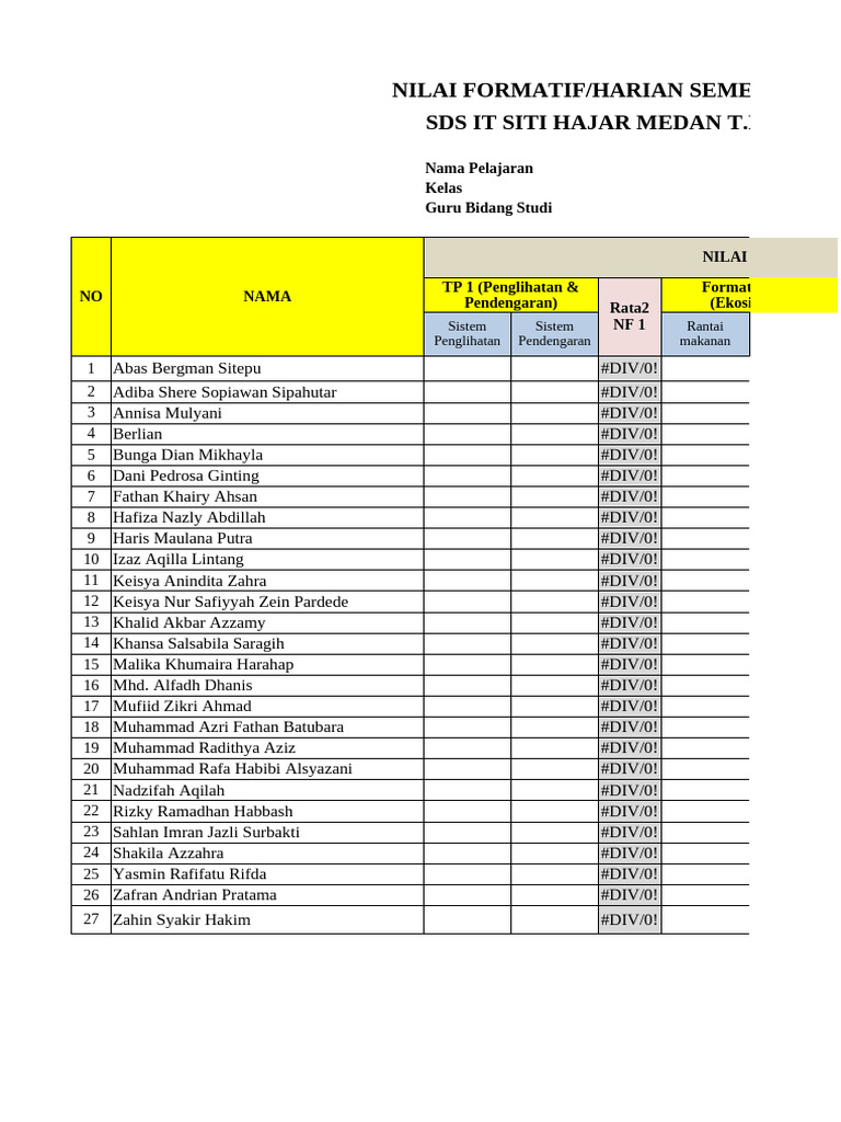 2023-2024 - Format Nilai SAS Ganjil | PDF
