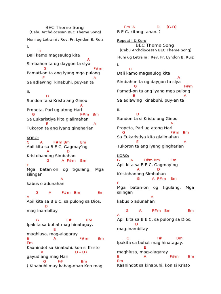 BEC Theme Song Lyrics | PDF