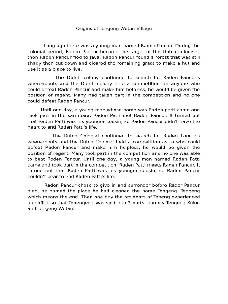 Origins of Tengeng Wetan Village | PDF