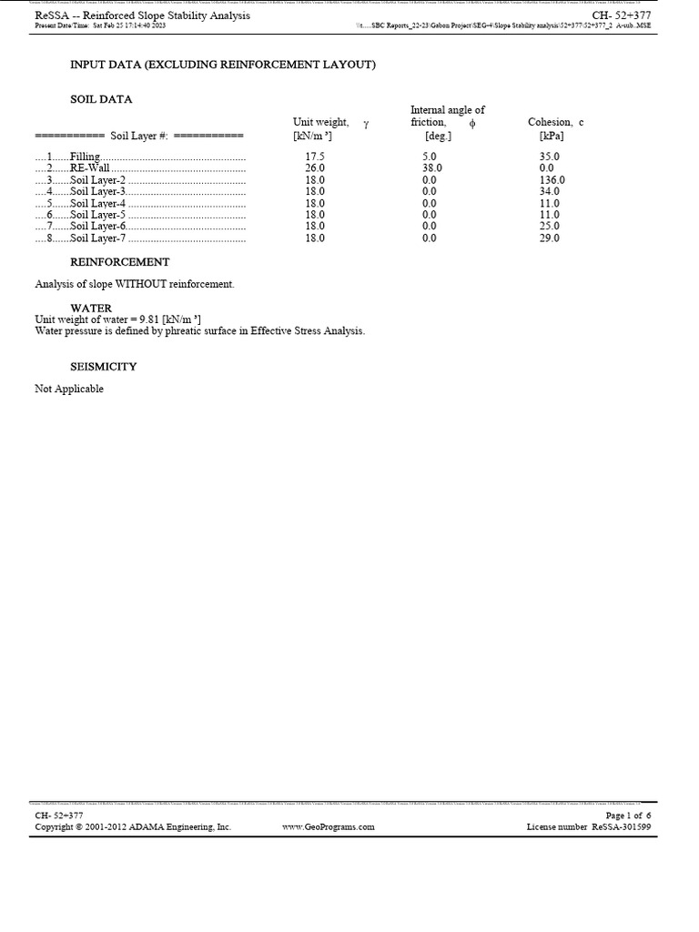 Annexure-1 Slope Stability Analysis Reports (52+377 - 2 A-Sub.) | PDF | Geotechnical Engineering ...