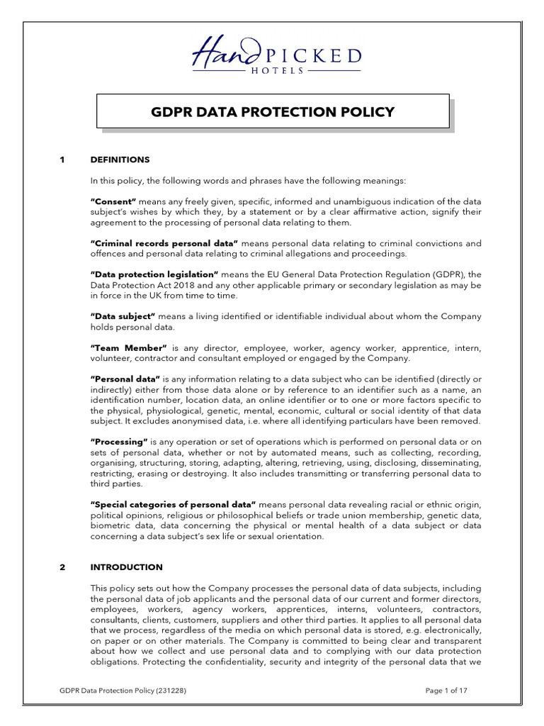 Data Protection Policy | PDF
