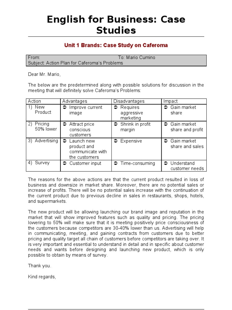 Business Case Studies for English Learners | PDF | Pricing | Lunch