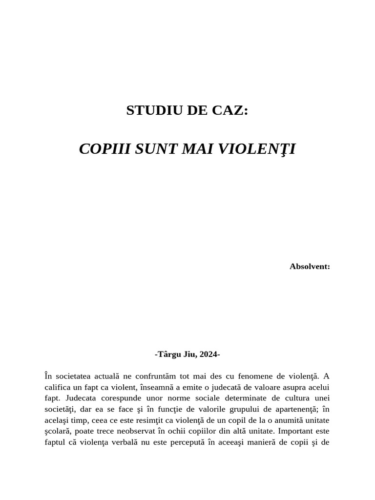 MODEL - DE - STUDIU - DE - CAZ Violenta in Scoala | PDF