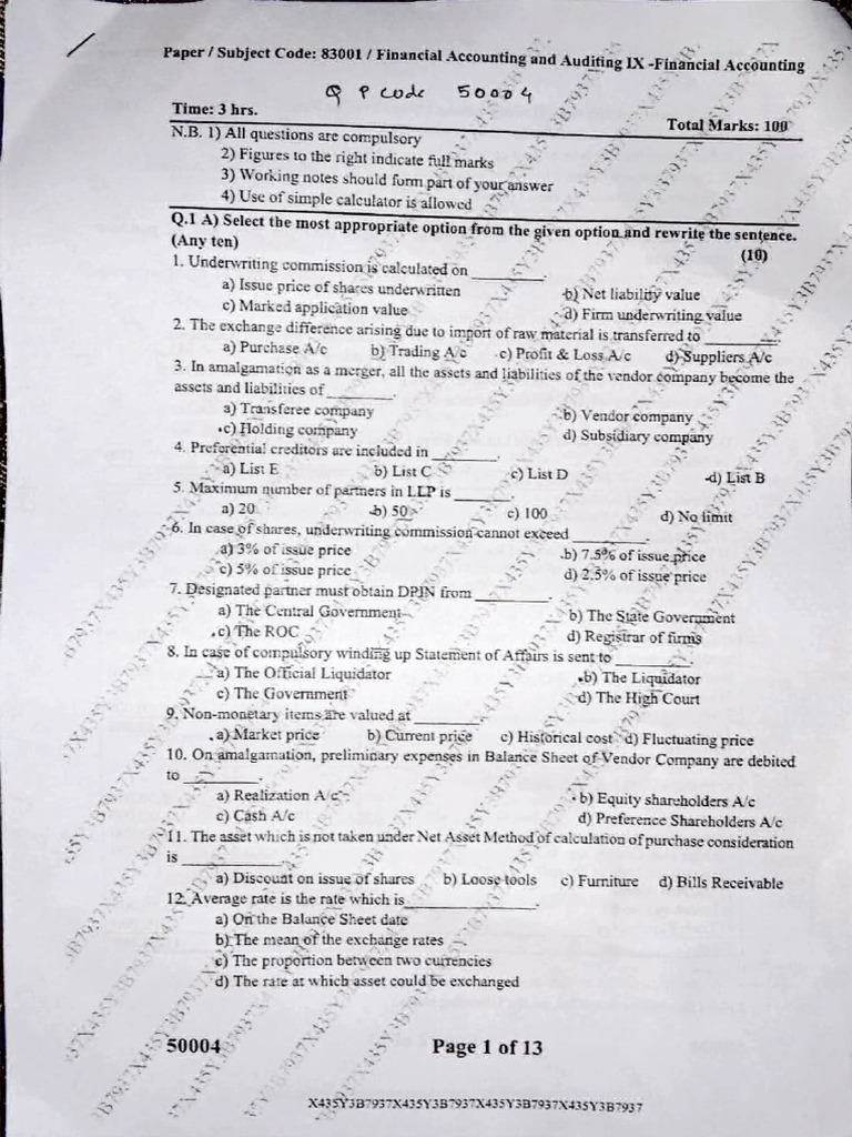 Fa Question Paper | PDF