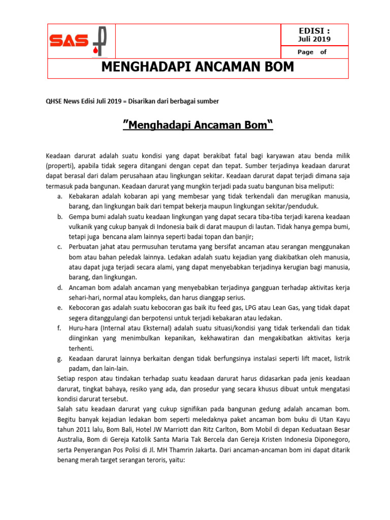 2019-7-QHSE News-Menghadapi Ancaman Bom | PDF