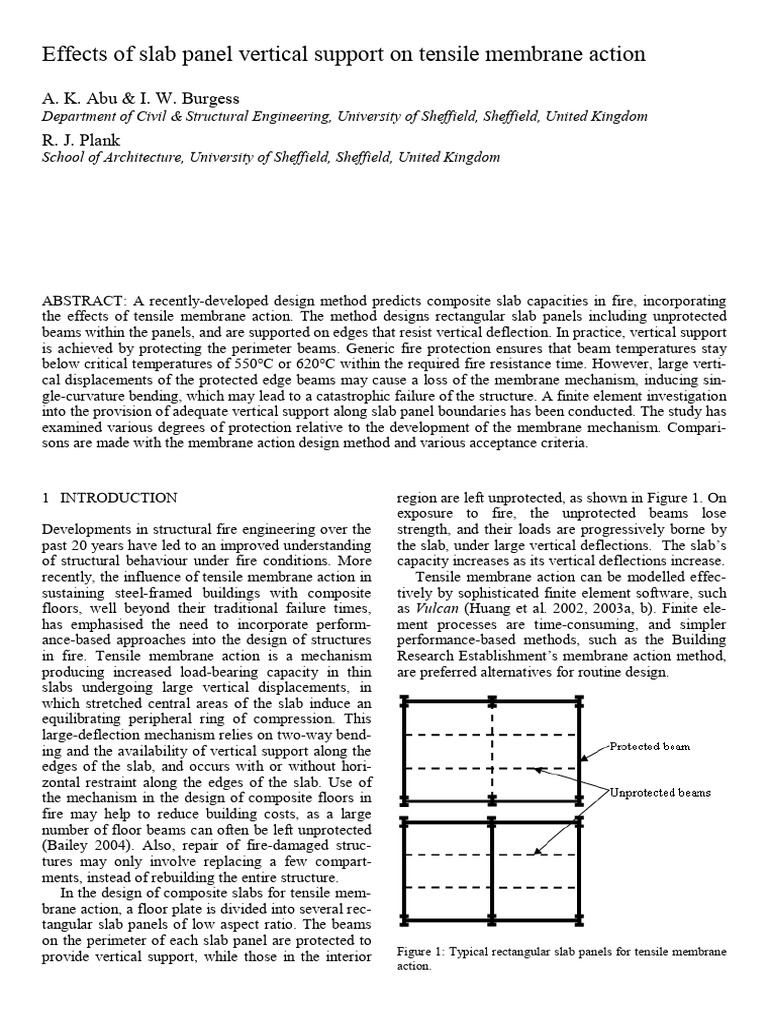 Effects of Slab Panel Vertical Support On Tensile Membrane Action | PDF