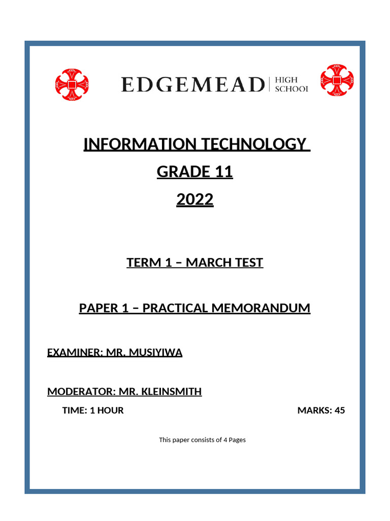 2022 G11 IT PRACTICAL MEMORANDUM | PDF