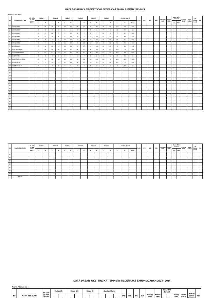 Form Rekap Data Dasar 2024 | PDF