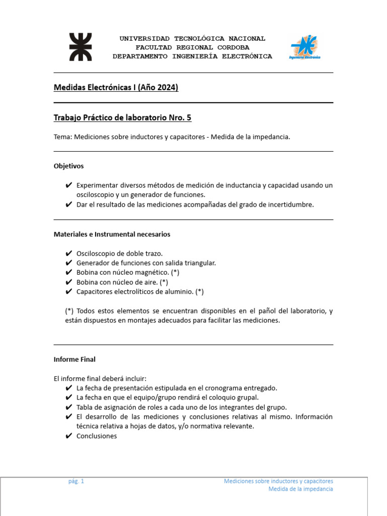 TP5 - Medidas Electrónicas I - 2024 | PDF