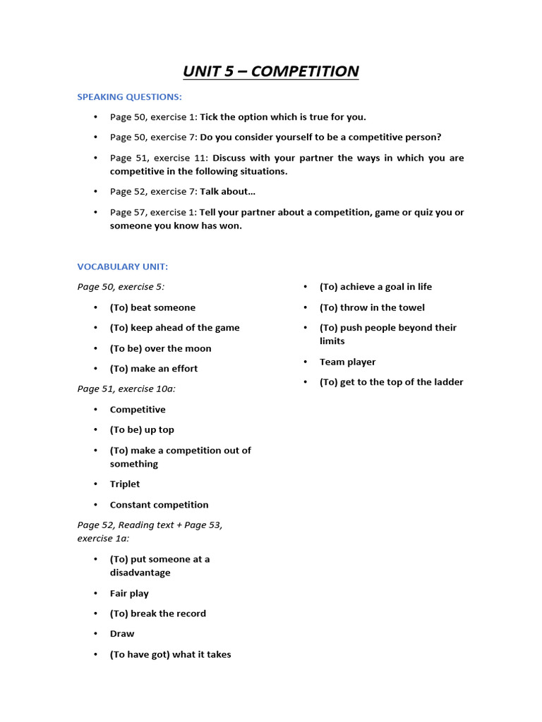 Unit 5 - Competition | PDF