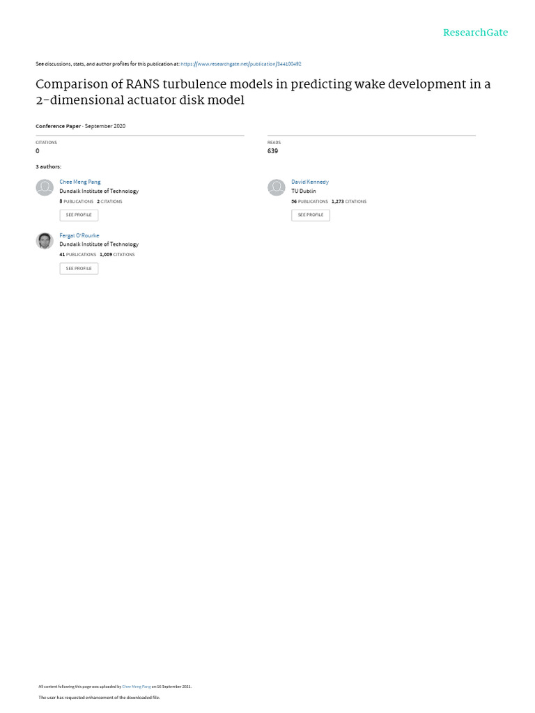 Comparison of RANS turbulence models in predicting wake development in ...