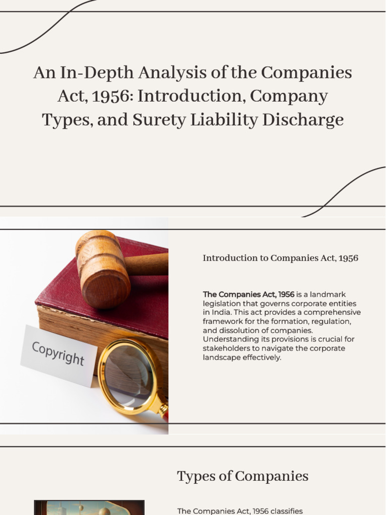 Slidesgo An in Depth Analysis of The Companies Act 1956 Introduction Company Types and Surety ...