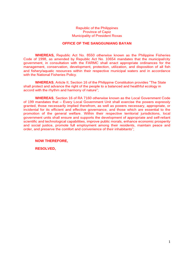 PresRoxas - CMFO (Revised Consolidated) | PDF