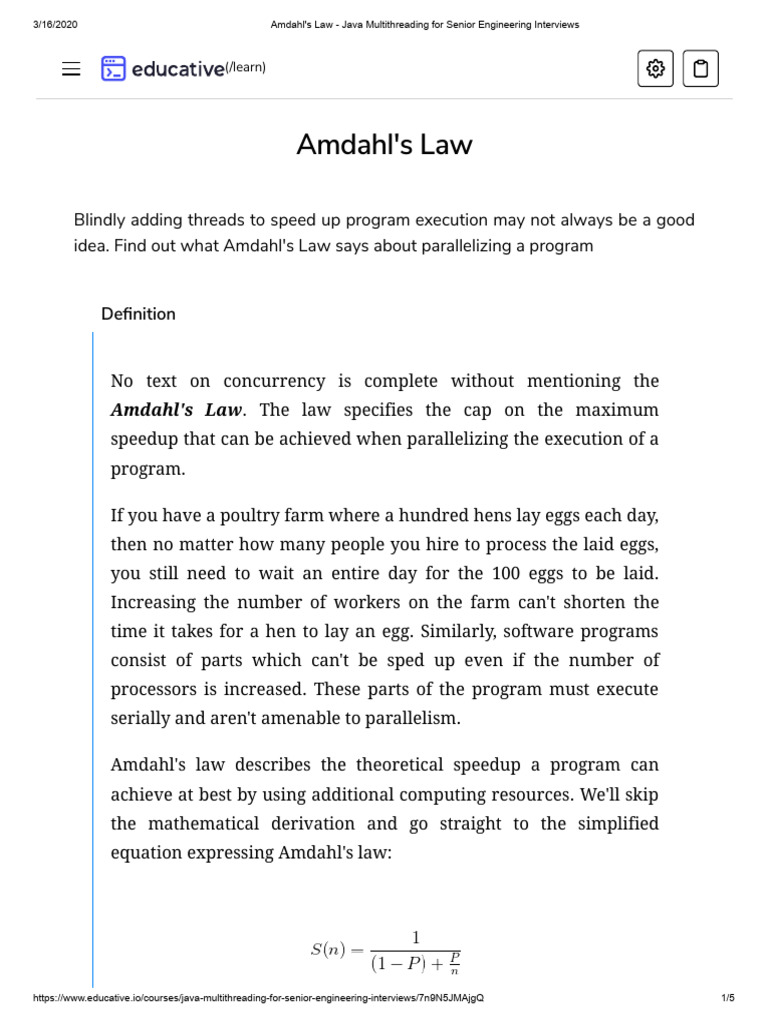 Amdahl_s Law - Java Multithreading for Senior Engineering Interviews | PDF