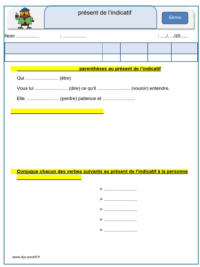 Evaluation Present Indicatif | PDF