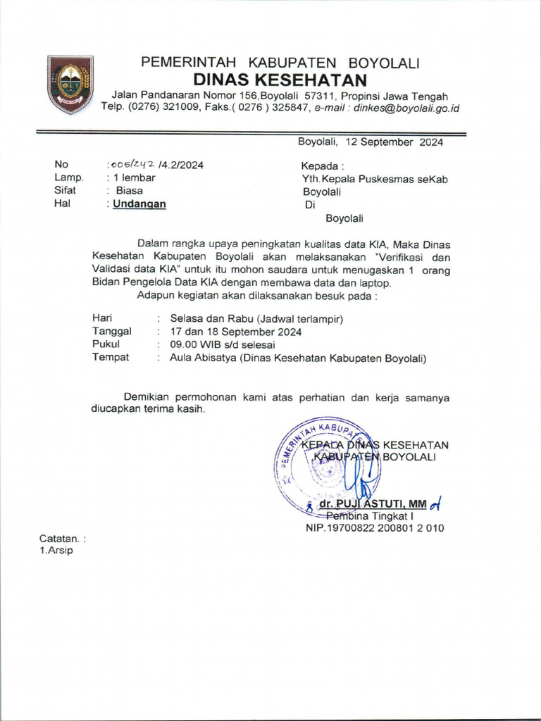 Undg Rapat Bikor Sept | PDF