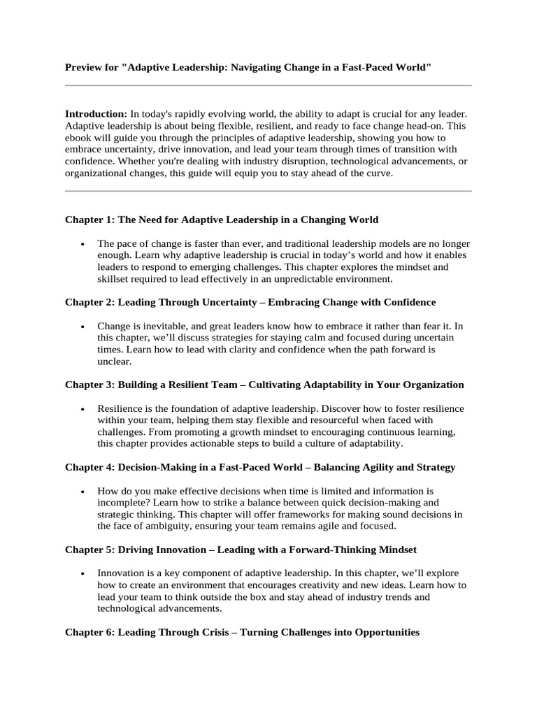 Adaptive Leadership Navigating Change in A Fast-Paced World | PDF