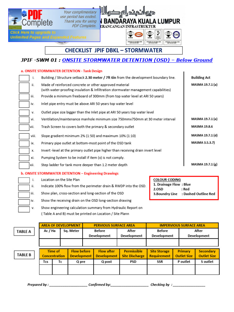 STORMWATER CHECKLIST JPIF DBKL Final | PDF