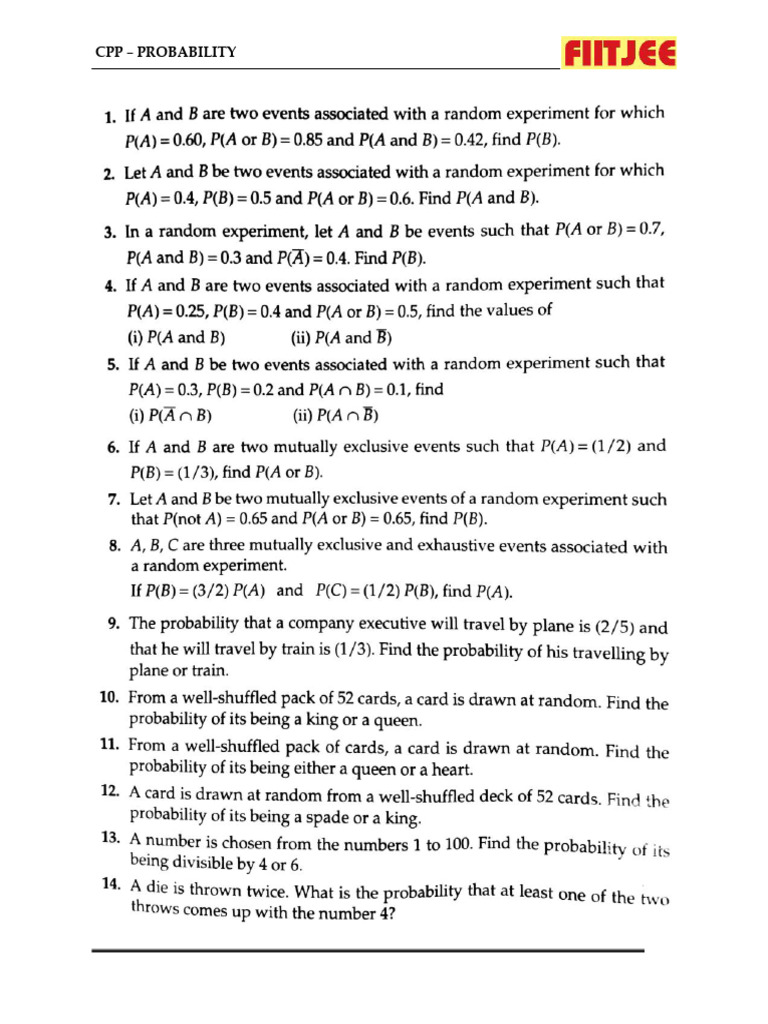 Probability (Questions) | PDF