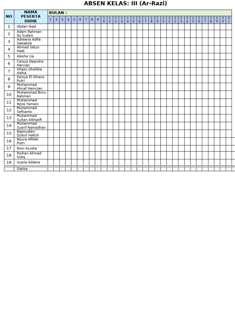 Absen Kelas | PDF