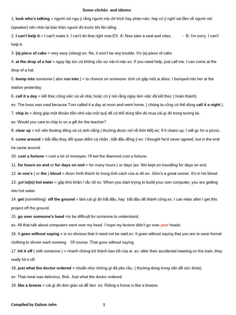 Common English Idioms Explained | PDF | Language Arts & Discipline