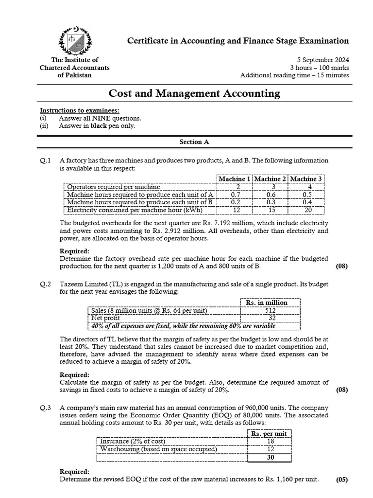 CAF 3 Autumn 2024 | PDF