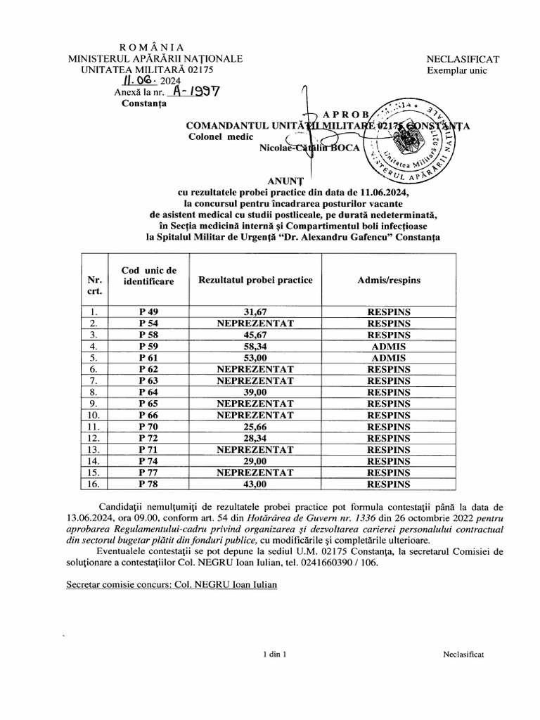 Rezultate Proba Practica Asistent Medical Medicina Interna Boli ...