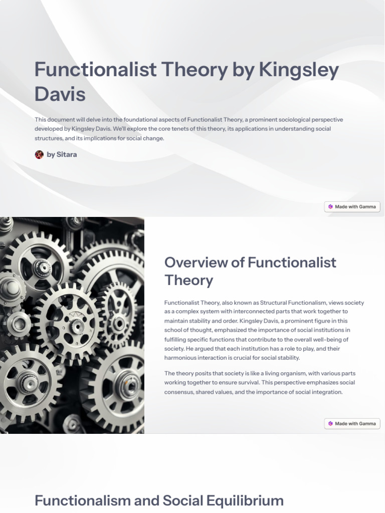 Functionalist Theory by Kingsley Davis | PDF
