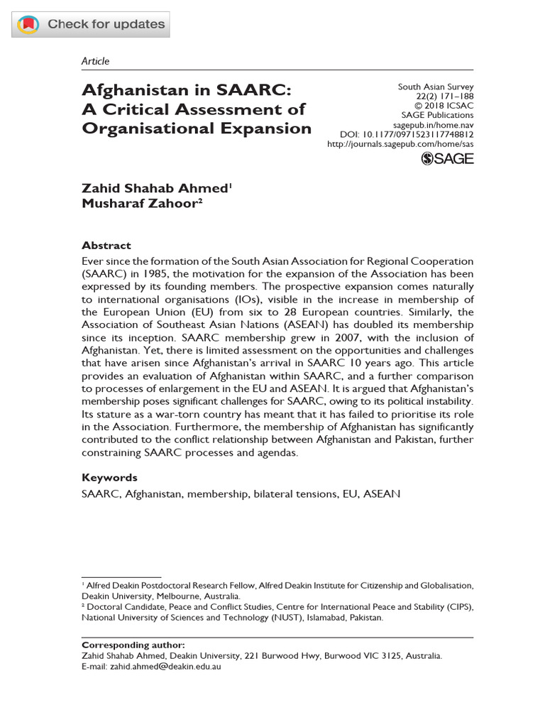 Afghanistan in SAARC | PDF