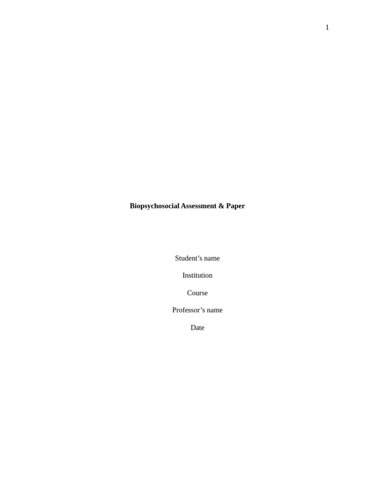 Biopsychosocial Assessment 1.edited - Edited | PDF