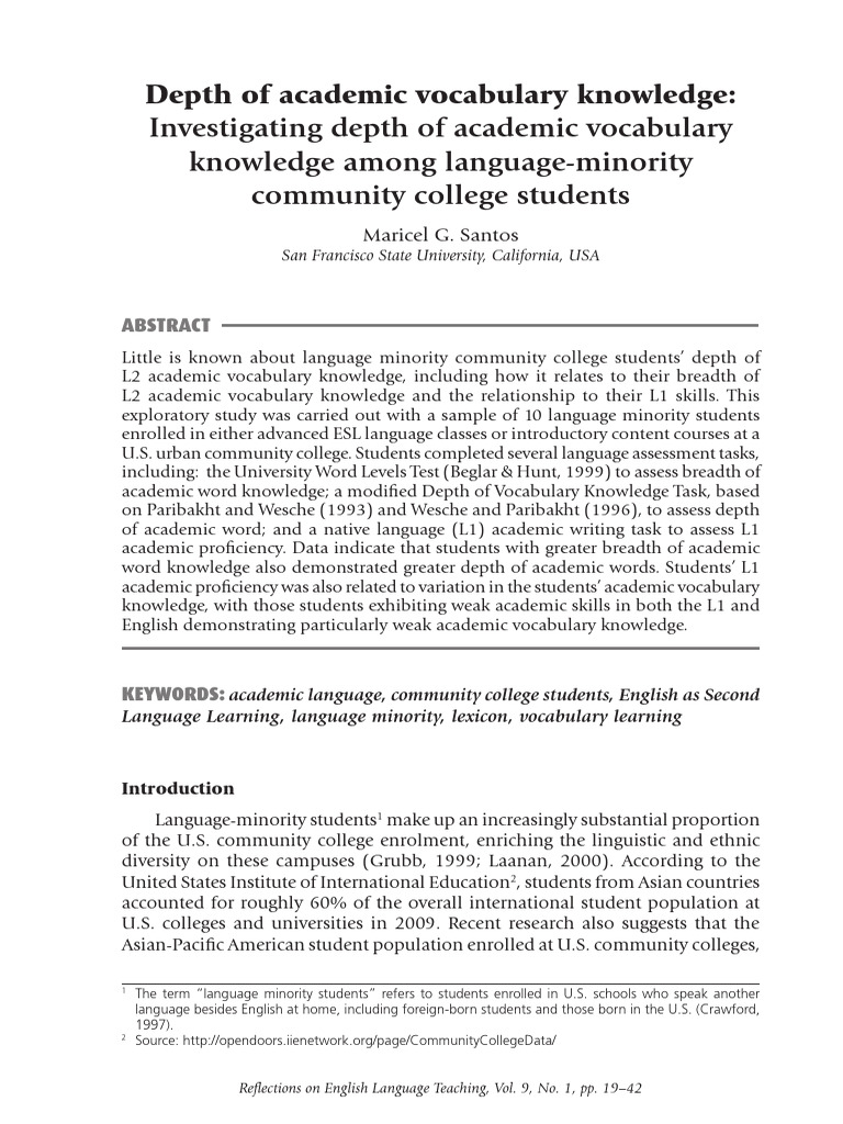 19to42depth of Academic Vocabulary Knowledge - Santos - 2 | PDF
