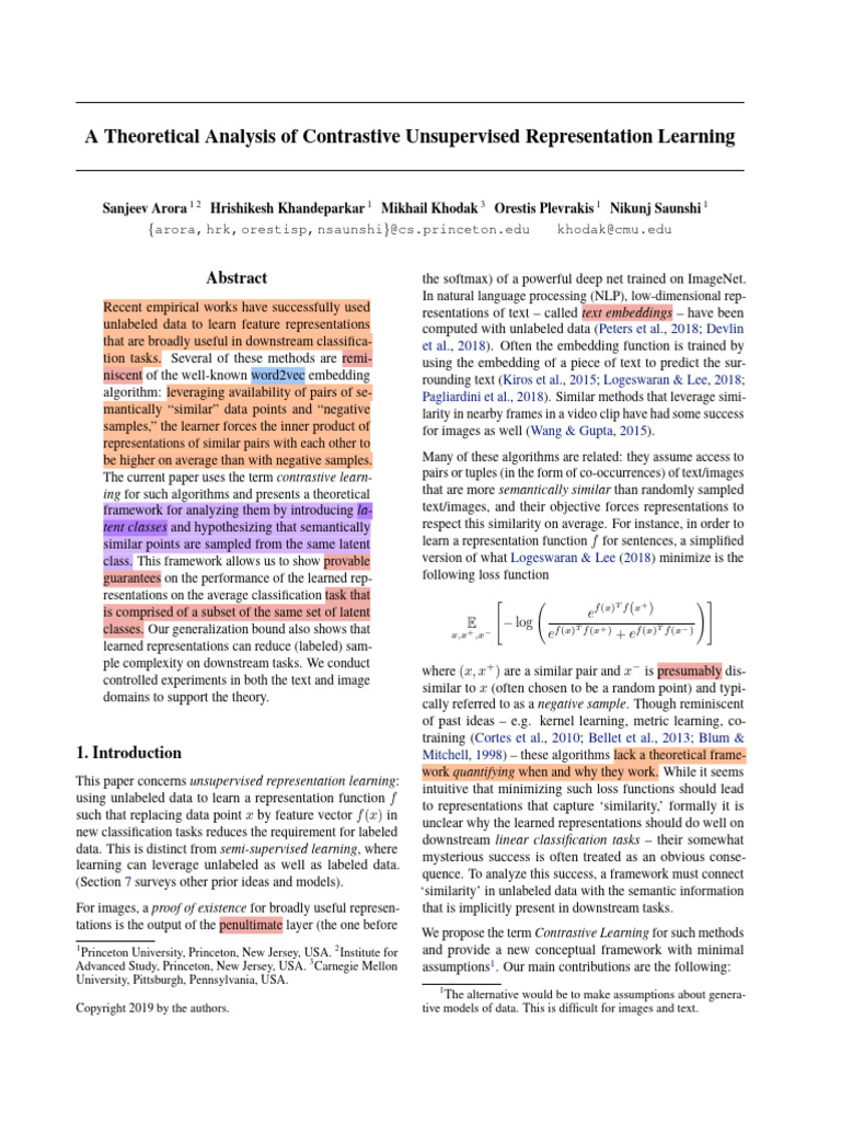 A Theoretical Analysis of Contrastive Unsupervised Representation ... A Theoretical Analysis of Contrastive Unsupervised Representation ...