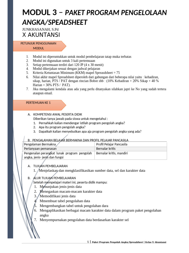 Modul 3 Spreadsheet Pdf