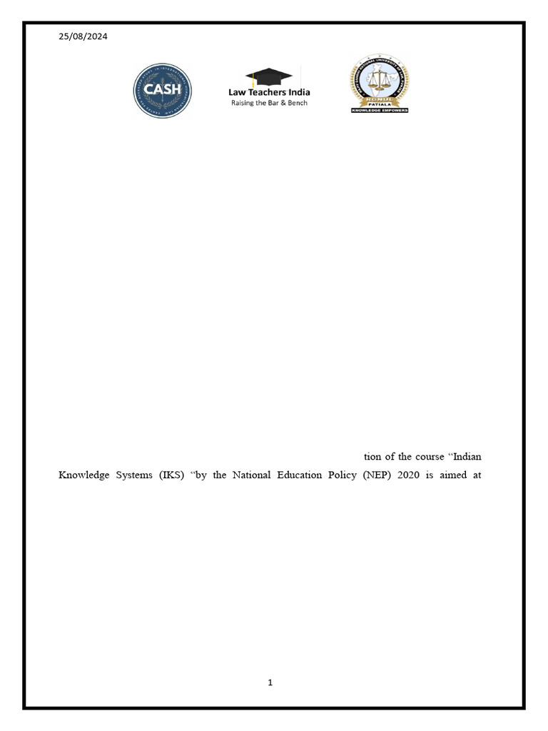 IKS Capacity Building Programme 2024 | PDF | Science | Social Science