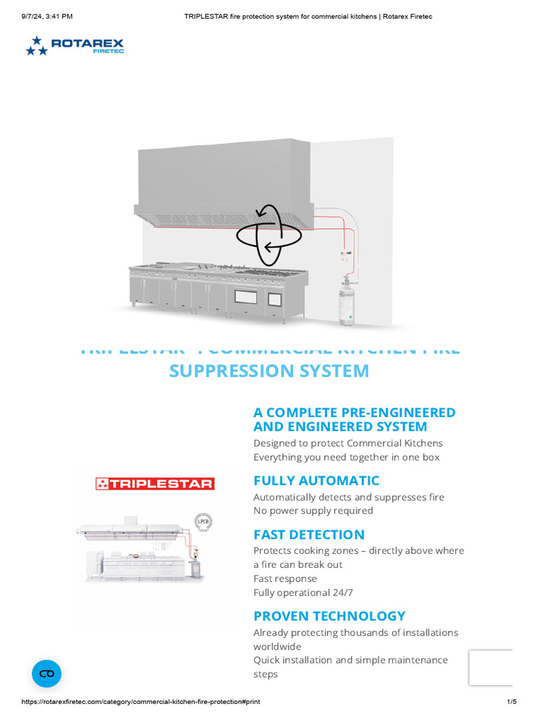TRIPLESTAR Fire Protection System For Commercial Kitchens - Rotarex ...