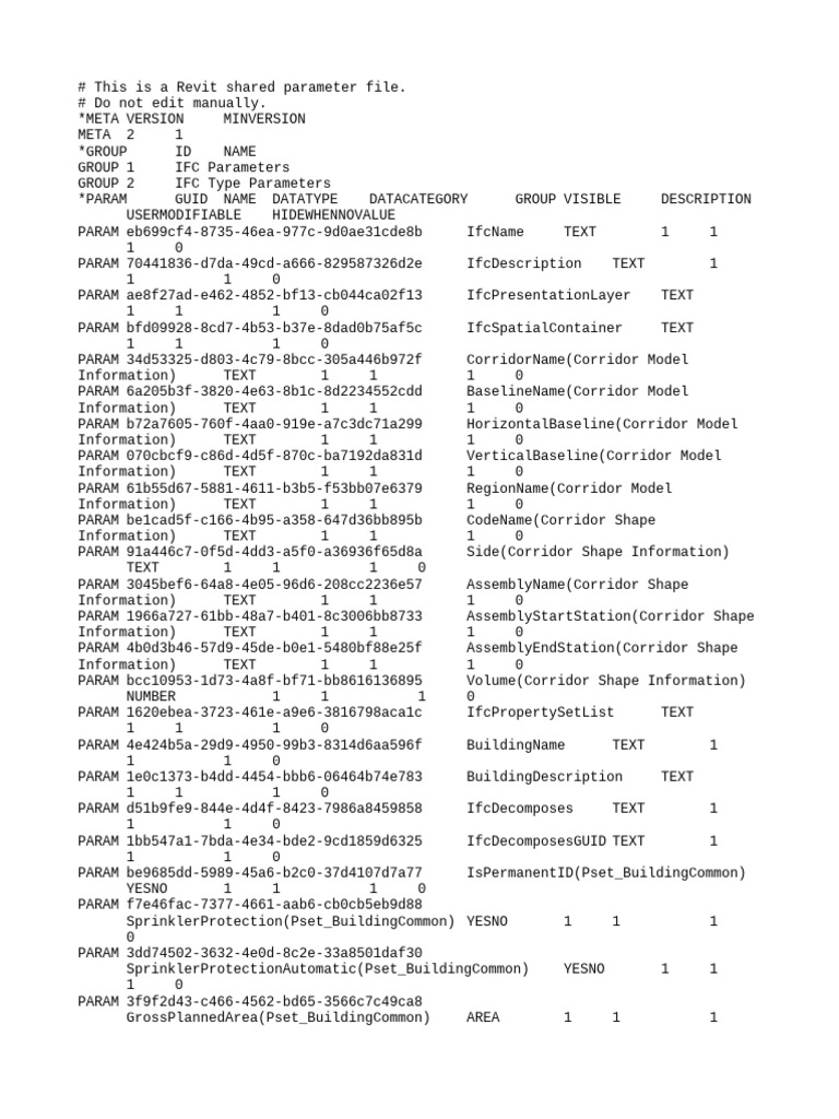 3d Route 9 - V4.ifc - Sharedparameters | PDF