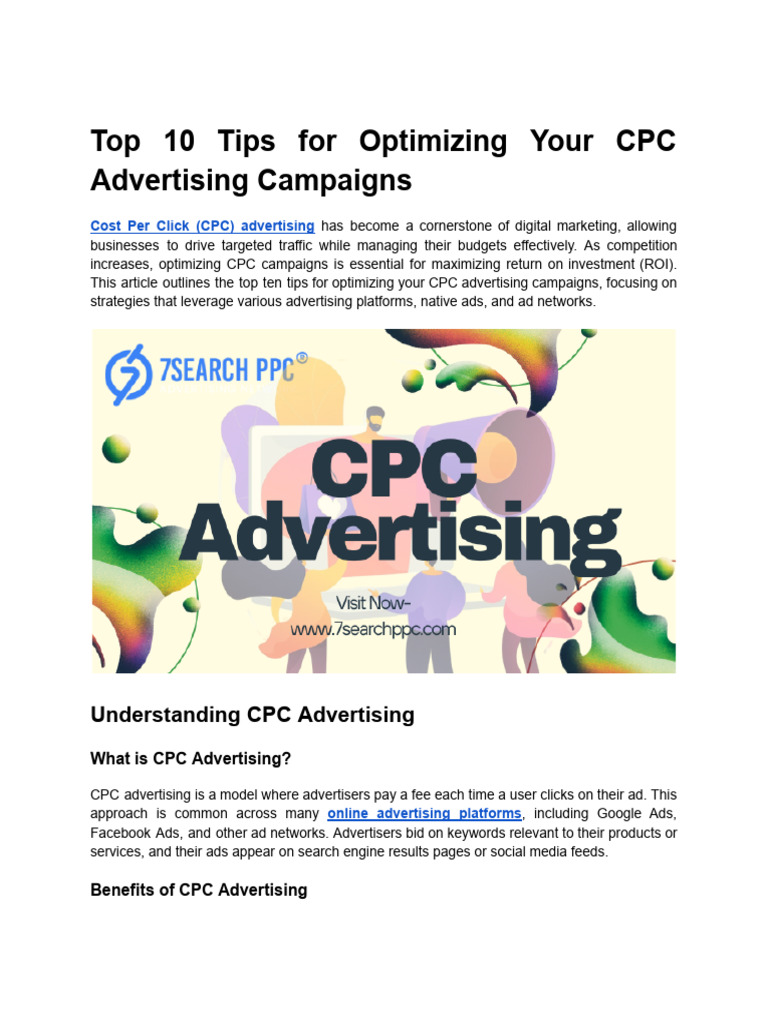 Top 10 Tips For Optimizing Your CPC Advertising Campaigns | PDF ...