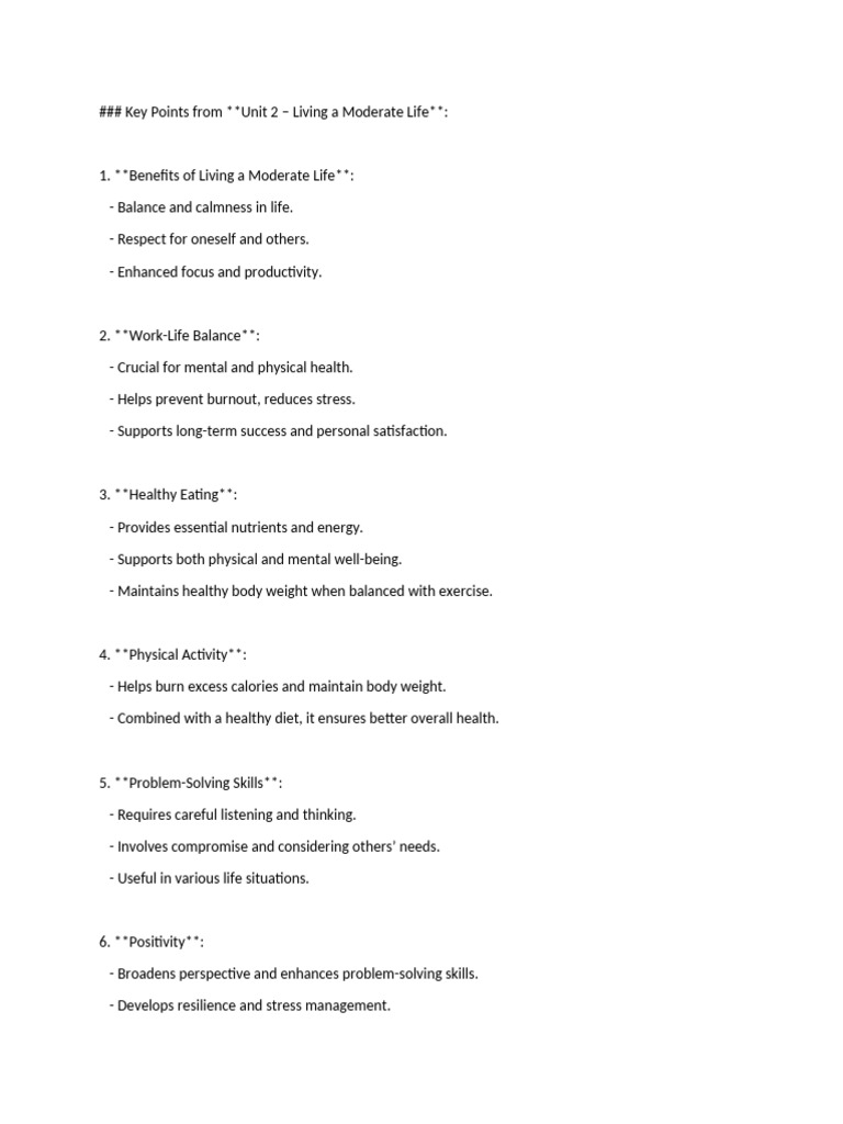 Key Points From Mep Unit 1 and 2 | PDF