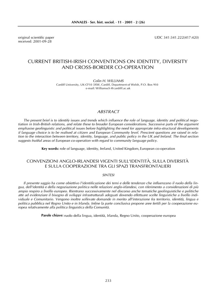 Colin-Williams Annales 2001 British-Irish Border | PDF