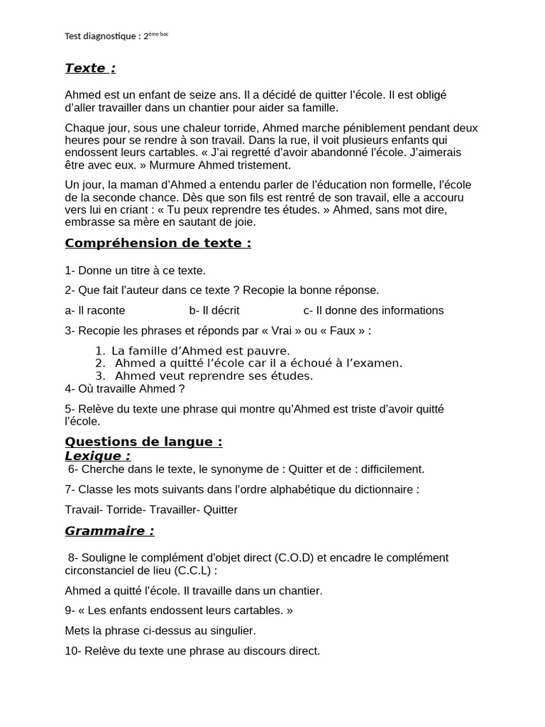 Ahmed Est Un Enfant | PDF